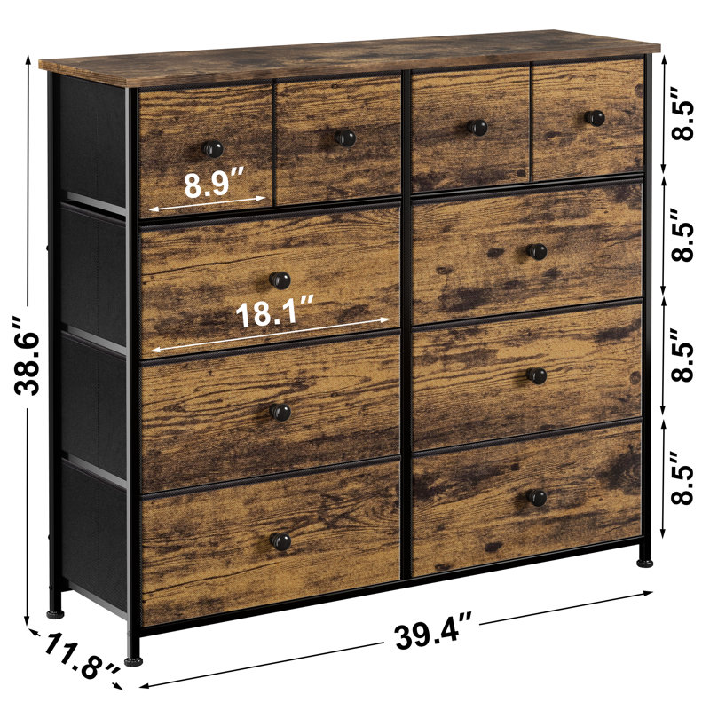 Ebern Designs Ojaswi 10 Dressers, Wooden Dresser, Chest of Drawers with Fabric & Reviews | Wayfair